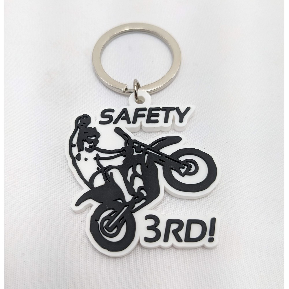 SAFETY 3rd Motorcycle KEYCHAIN - Rubber - for sale